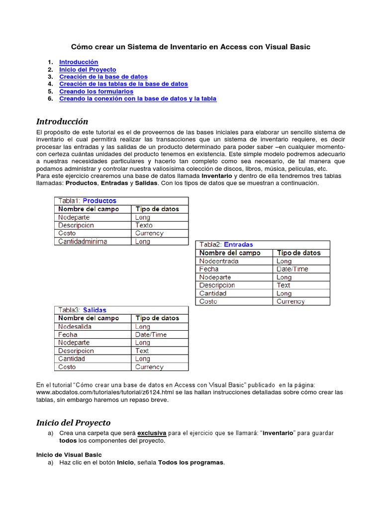 Cómo Crear Un Sistema de Inventario en Access Con Visual Basic | PDF ...