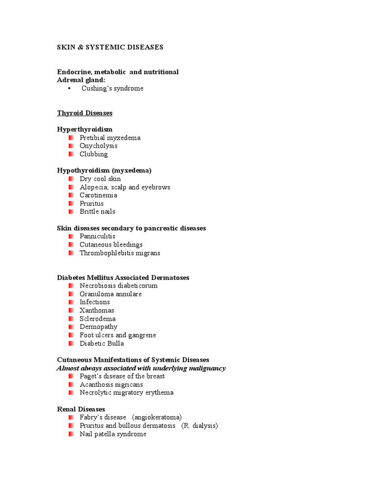 Skin & Systemic Diseases Text | PDF | Wellness