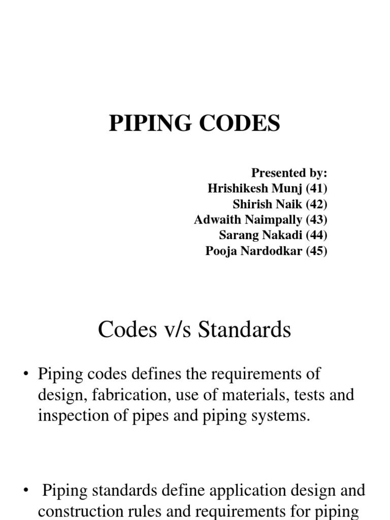 Piping Codes for Engineers | PDF | Pipe (Fluid Conveyance) | Natural Gas