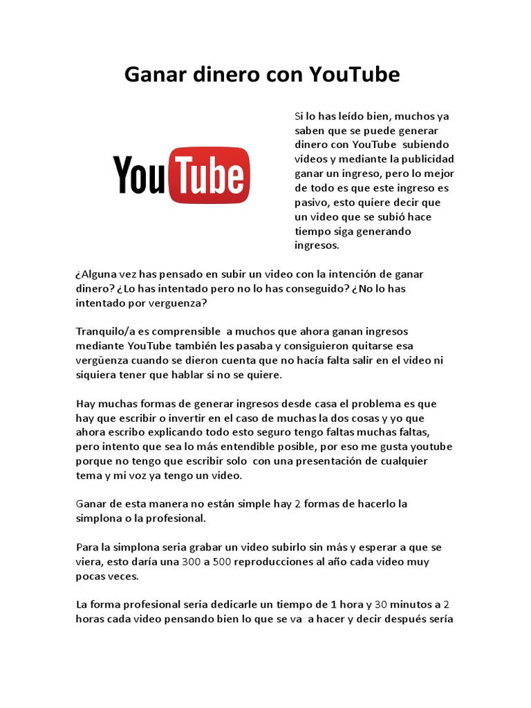 Ganar Dinero Con Youtube | PDF