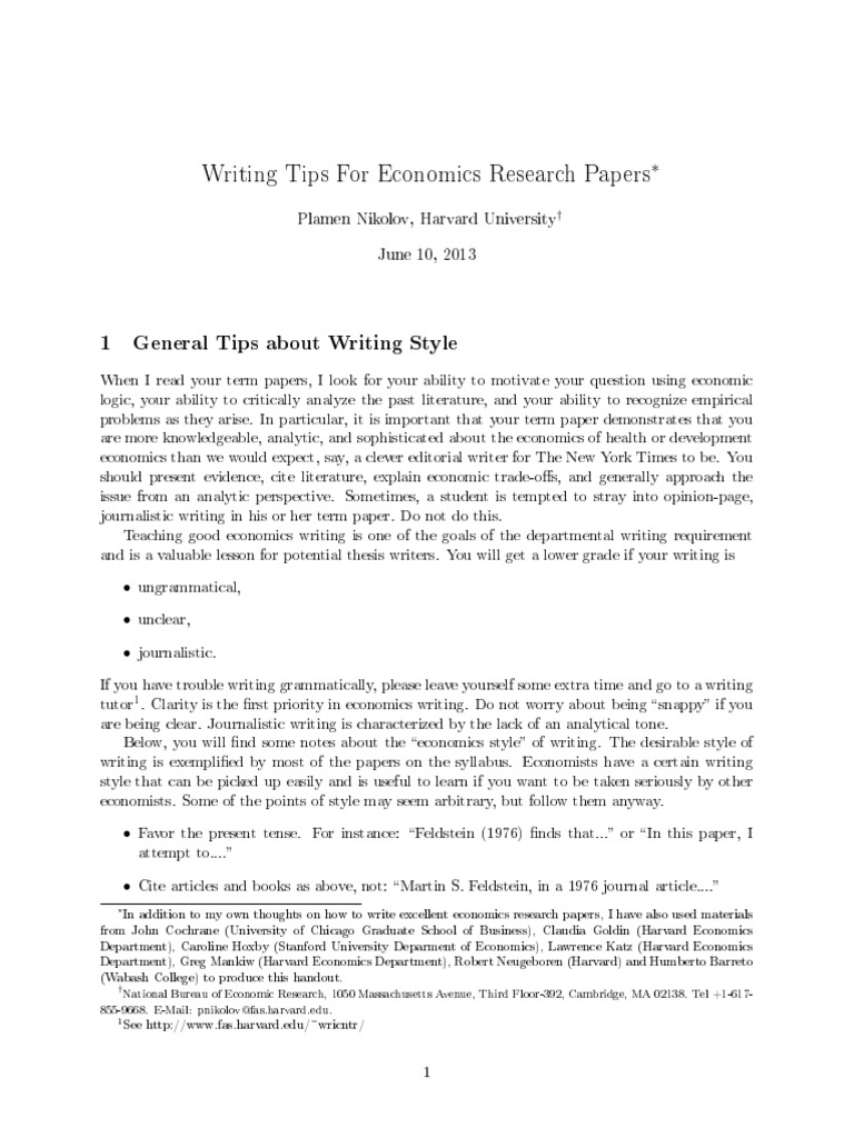 Writing Tips For Economics Research Papers | PDF