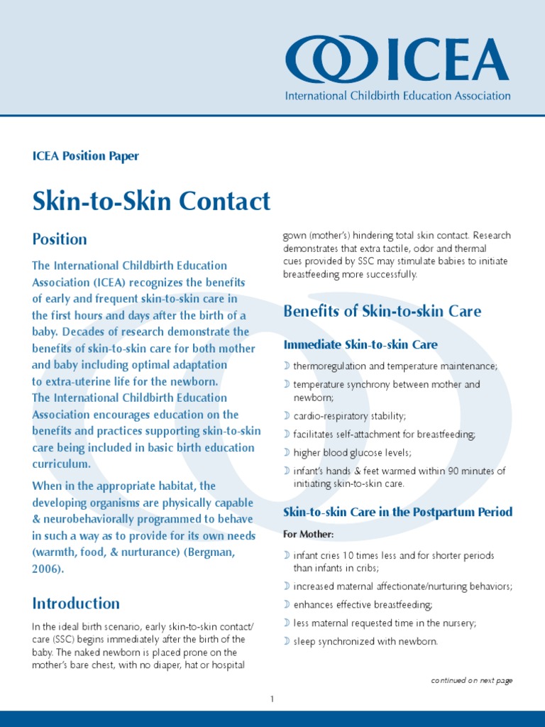 Benefits of Skin-to-Skin Care | PDF | Infants | Women's Health
