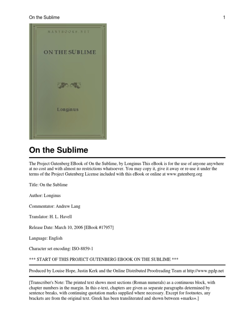 On The Sublime, by Longinus | PDF