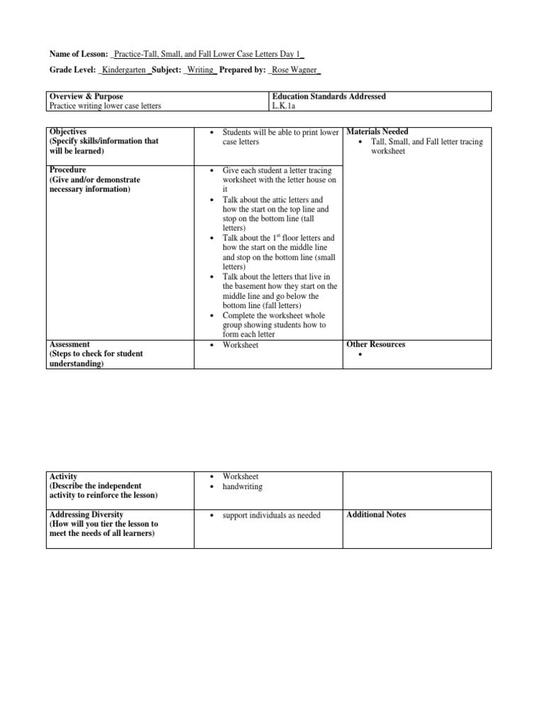 Tall, Small, and Fall Letters Practice | PDF