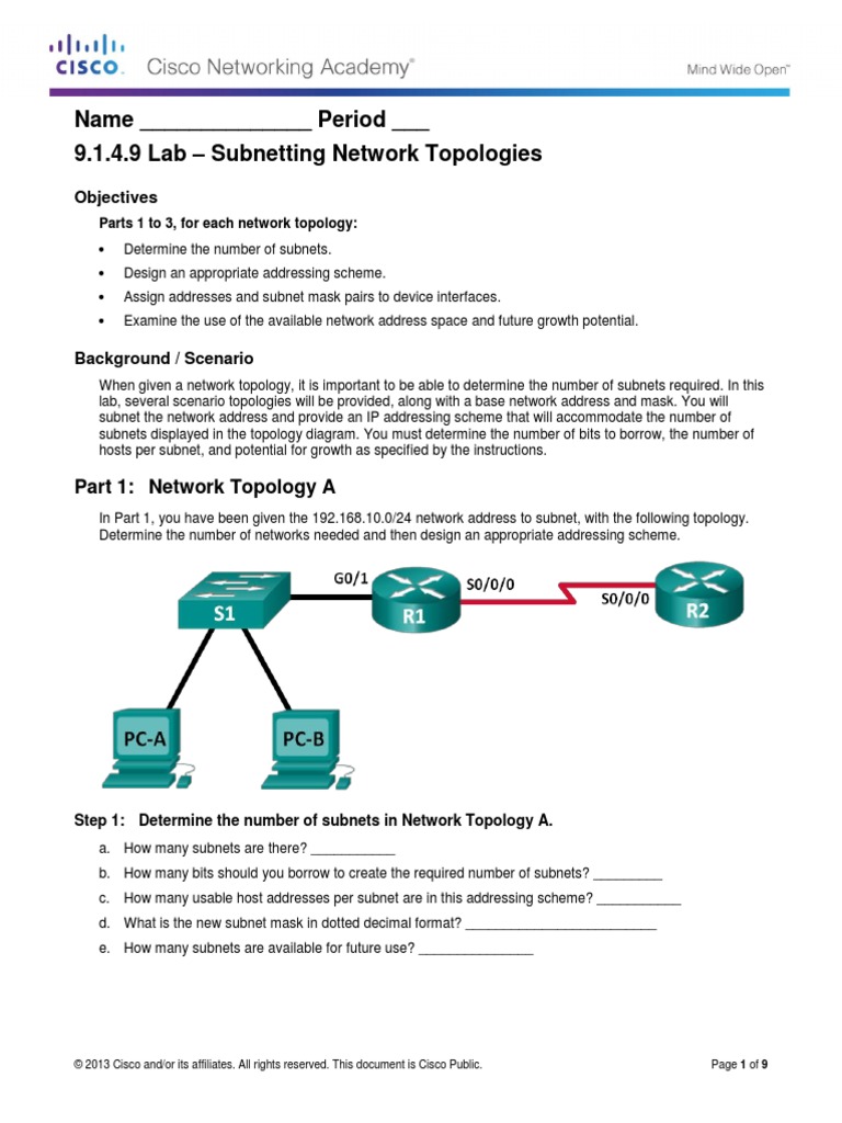 Subnetting Network Topologies Pdf Ip Address Computer Architecture