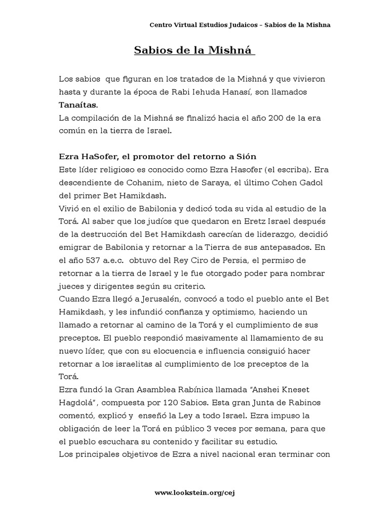 Sabios de La Mishna | PDF | Tora | Talmud