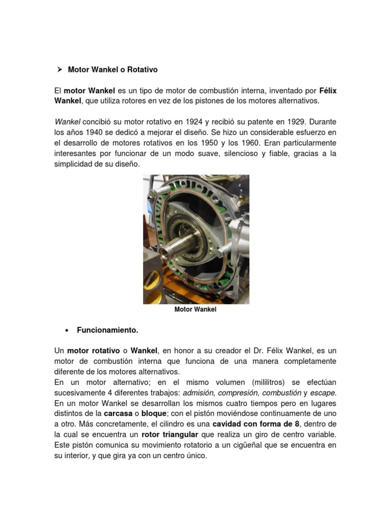 Motor Wankel: Funcionamiento, partes y ventajas y desventajas de este ...