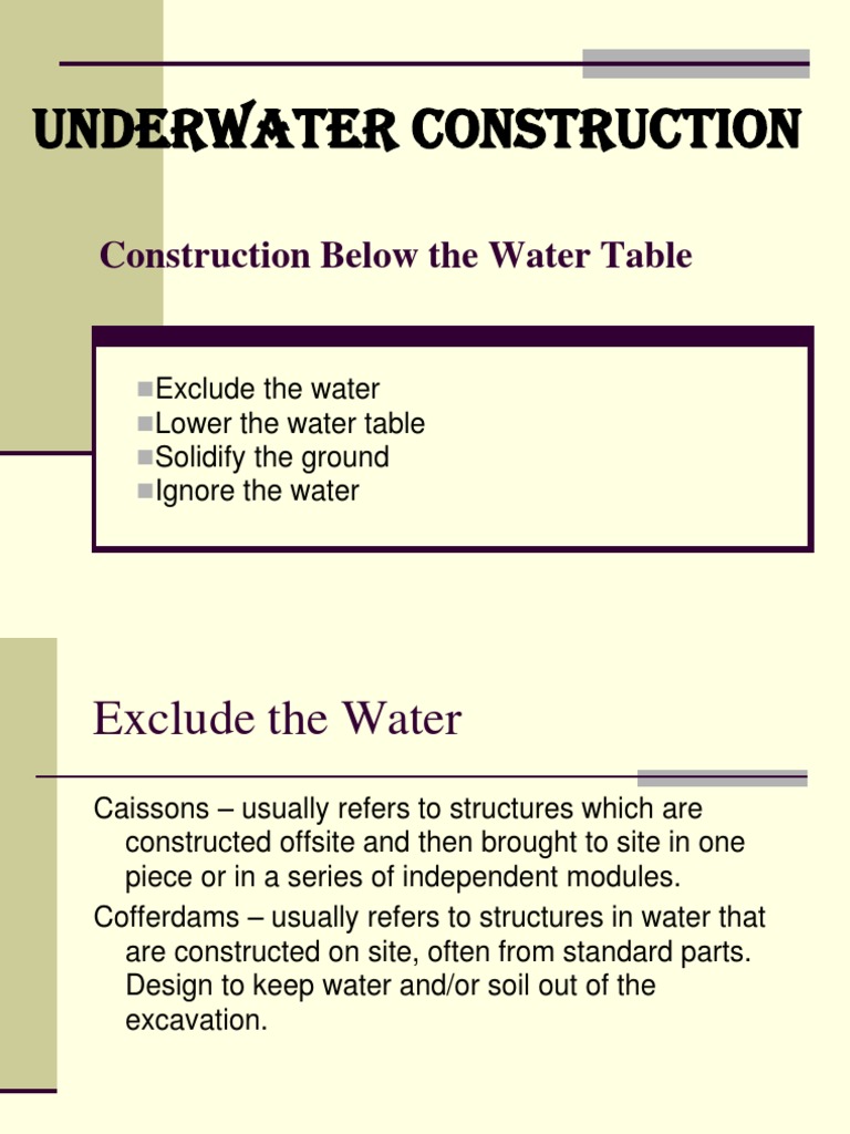 Underwater Construction | PDF | Deep Foundation | Concrete