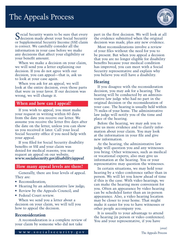 The Appeals Process SSA | PDF | Supplemental Security Income | Social ...