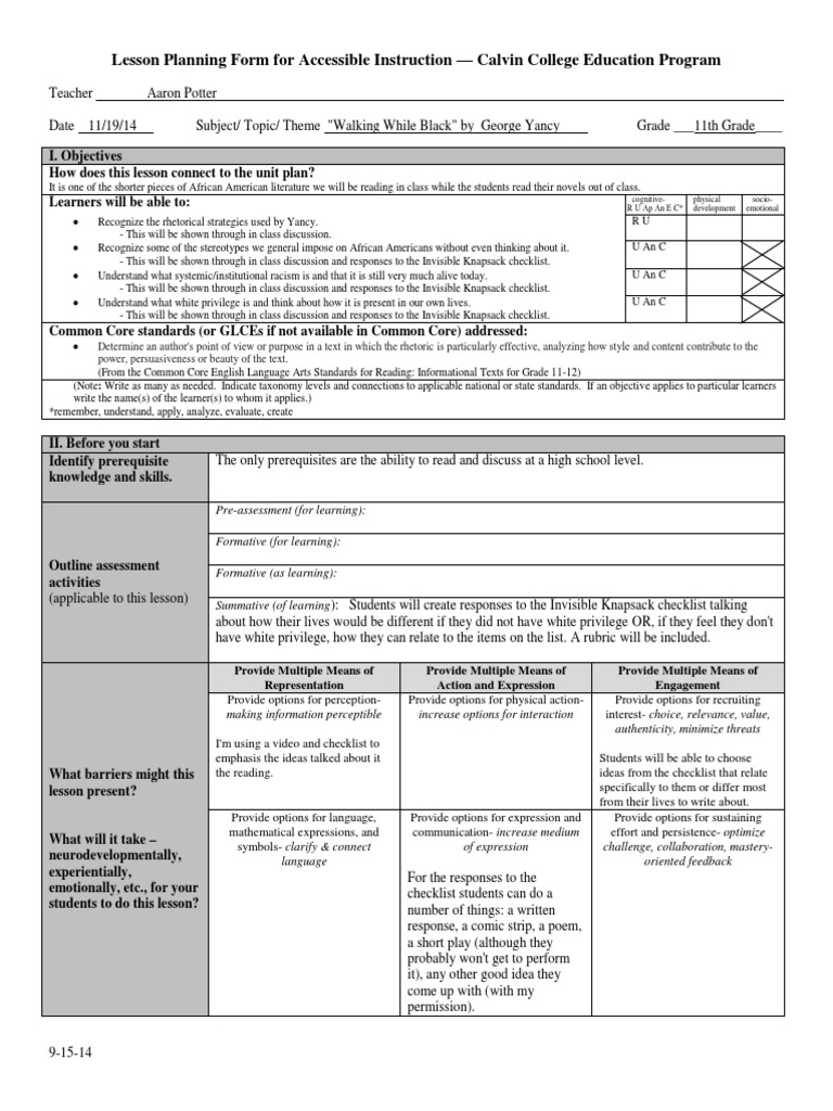 Lesson Plan 5 | PDF | Common Core State Standards Initiative | Lesson Plan