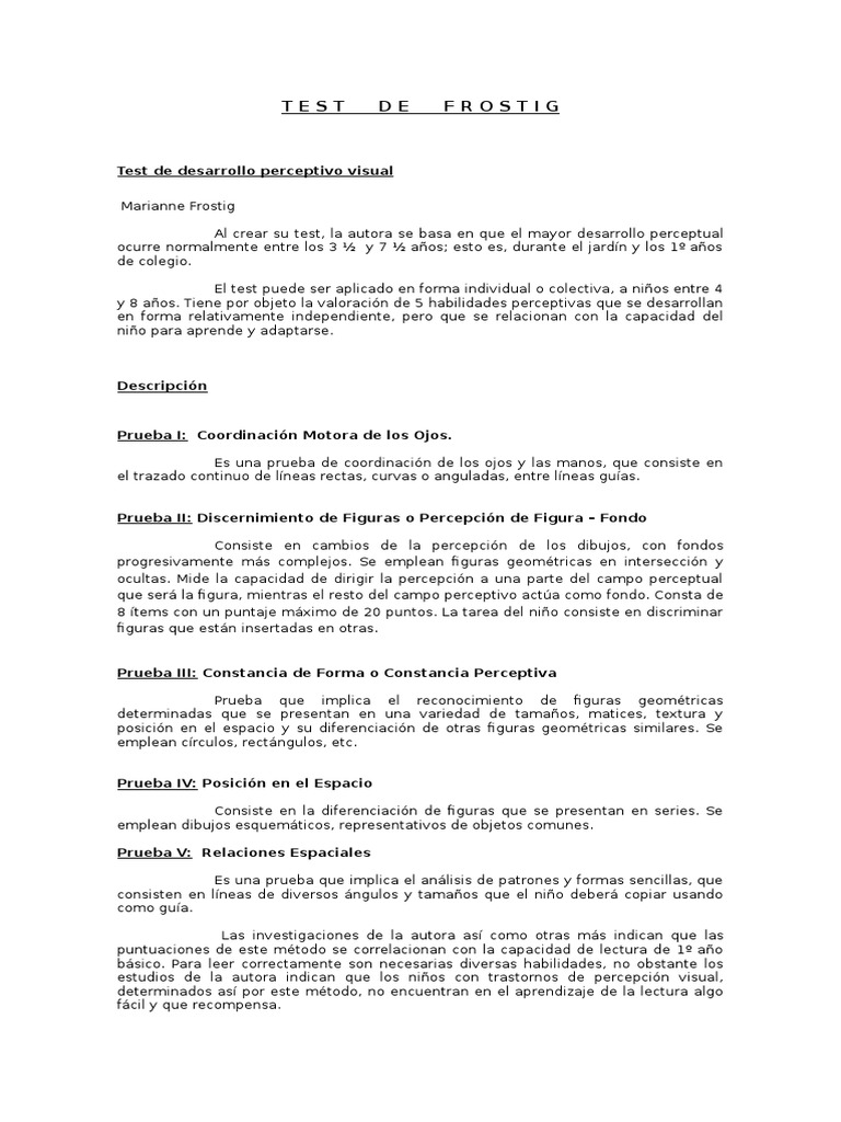 Test de Frostig | PDF | Percepción | Color