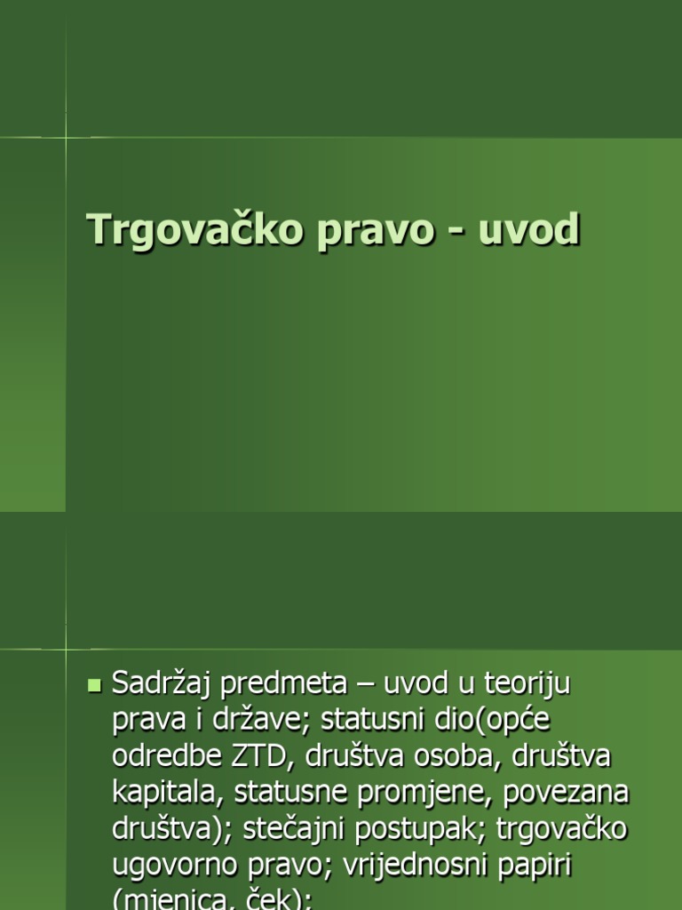 01 Trgovačko Pravo - Uvod | PDF