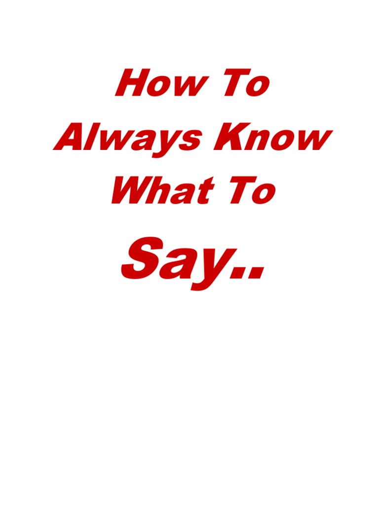 How To Always Know What To Say Report PDF | PDF | Conversation | Body ...