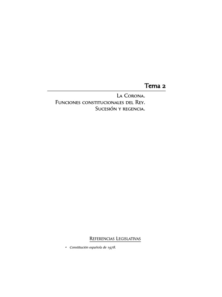Tema 01.03.la Corona y Funciones Constitucionales Del Rey | PDF ...