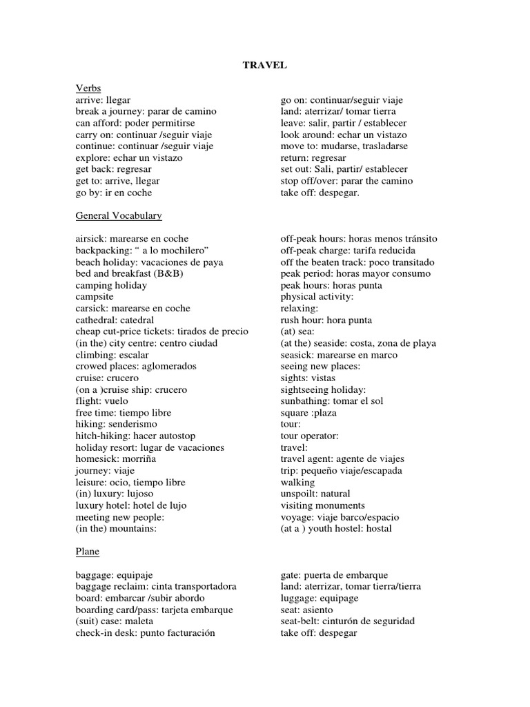 Vocabulary of Holiday | PDF | Industries | Tourism