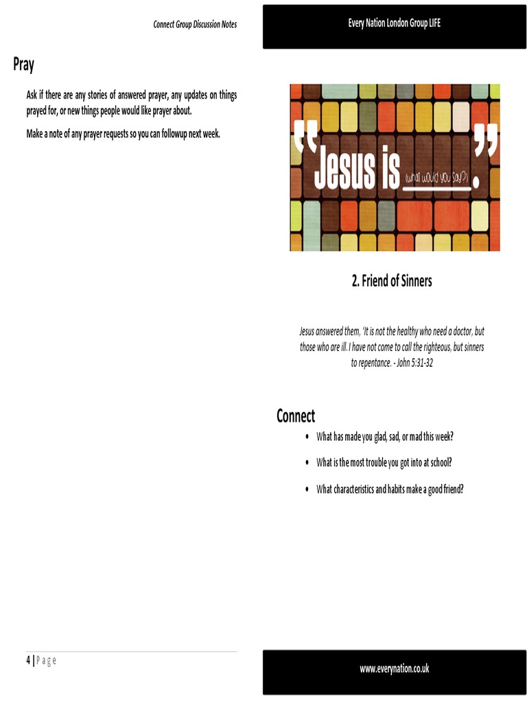 Jesus: Friend of Sinners Discussion | PDF | Sin | Disciple (Christianity)