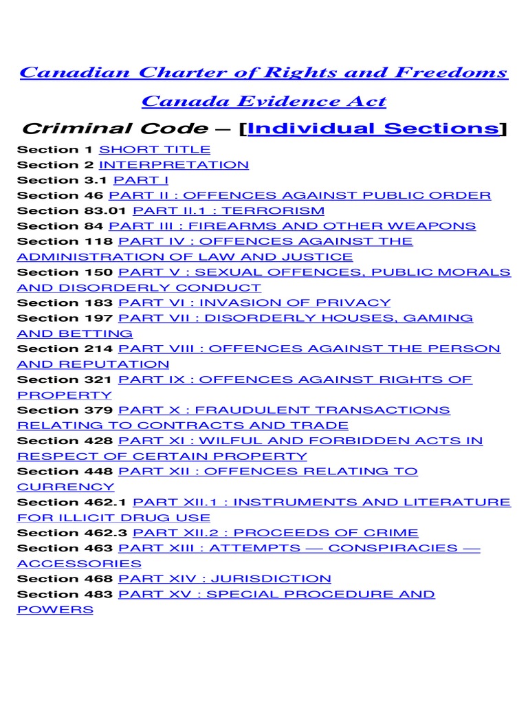 Canada's 2010 Criminal Code Etc. For Iphones & Ipod Touches | PDF ...