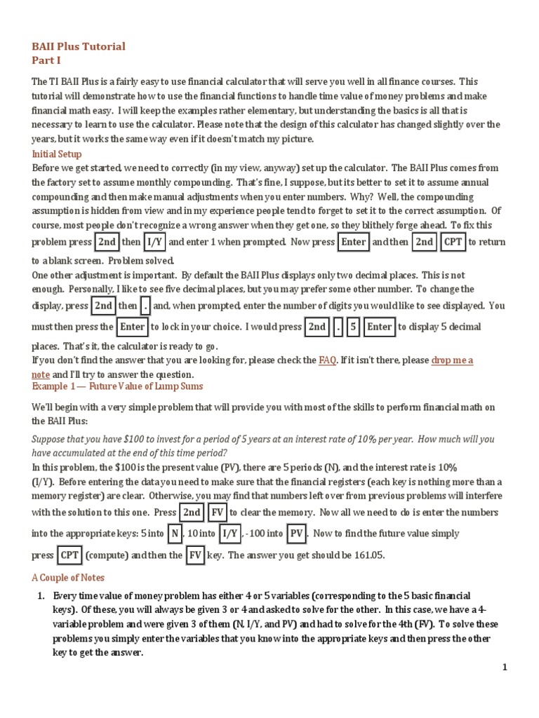 BAII Plus and Excel Tutorial | PDF | Internal Rate Of Return | Present Value