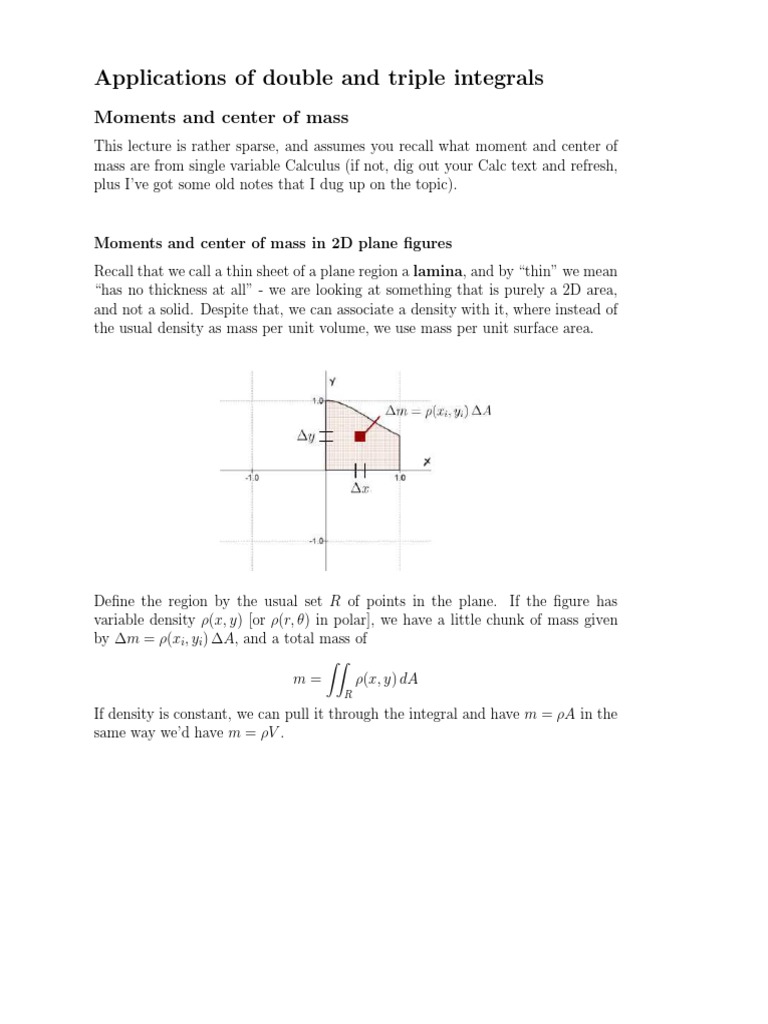 Applications of Double and Triple Integrals | PDF | Torque ...