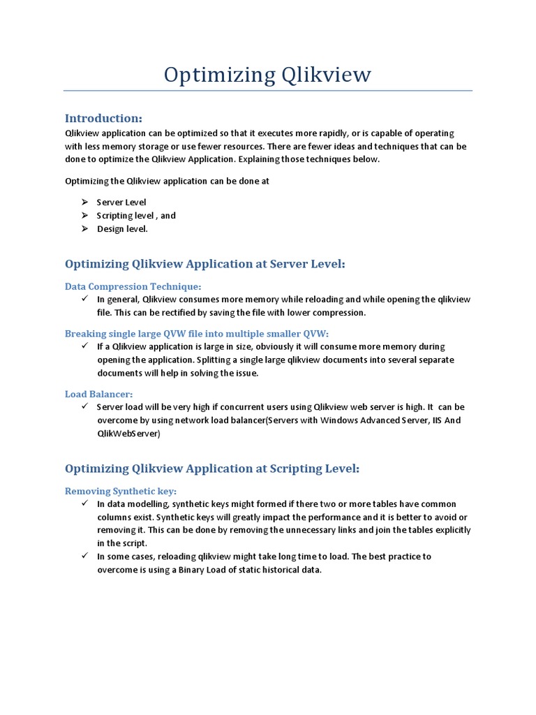 Optimizing Qlikview | PDF