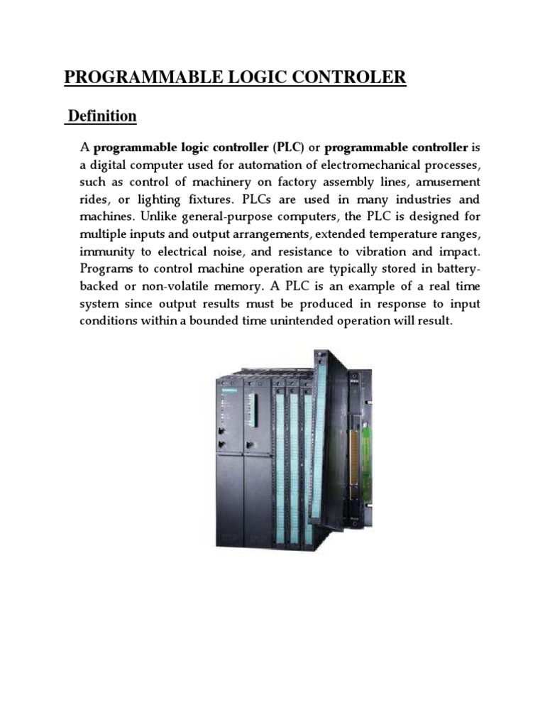PROGRAMMABLE LOGIC CONTROLLER (PLC) DEFINITION | PDF | Programmable Logic Controller | Scada