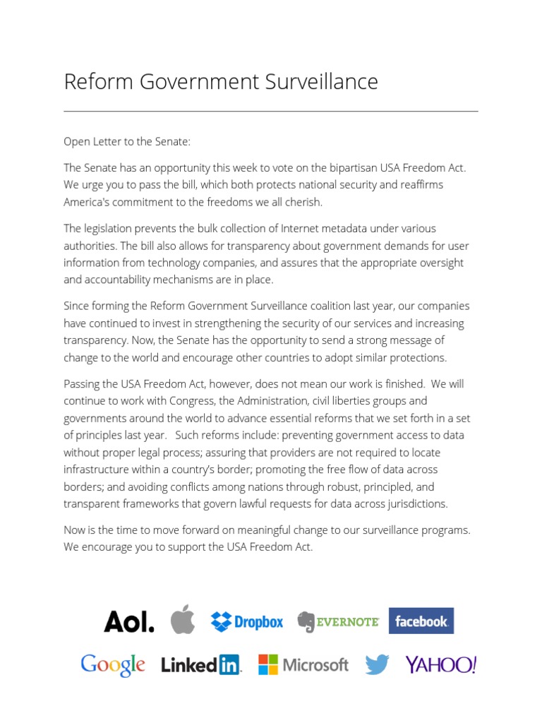 USA Freedom Act Final Letter | PDF