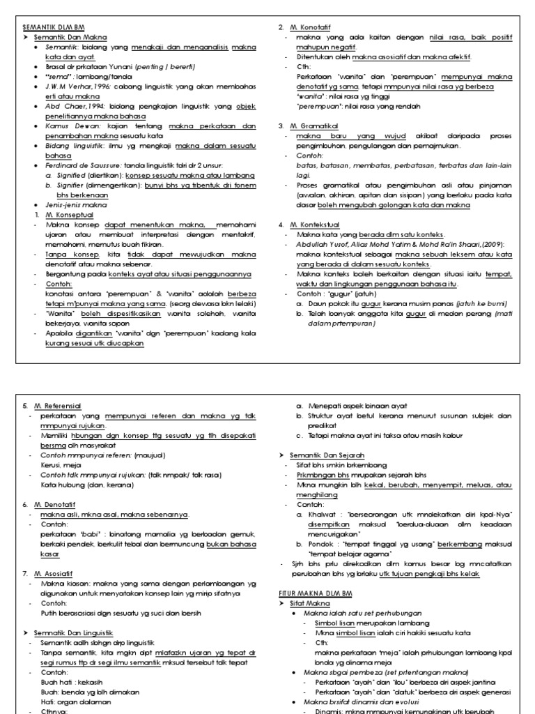 Nota Ringkas BMM3111 Semantik | PDF