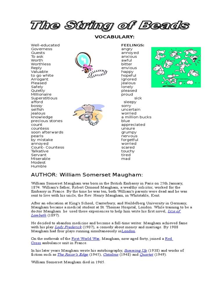 VOCABULARY The String of Beads Booklet | PDF | W. Somerset Maugham