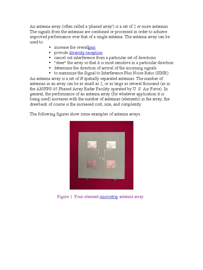 Gain Diversity Reception: Figure 1. Four-Element Antenna Array ...