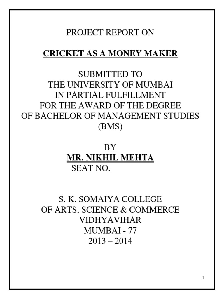 Cricket Project | PDF | Cricket | Economy Of India