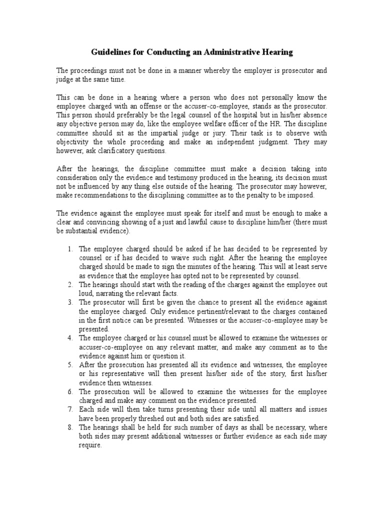 Guidelines for Conducting an Administrative Hearing | Prosecutor ...