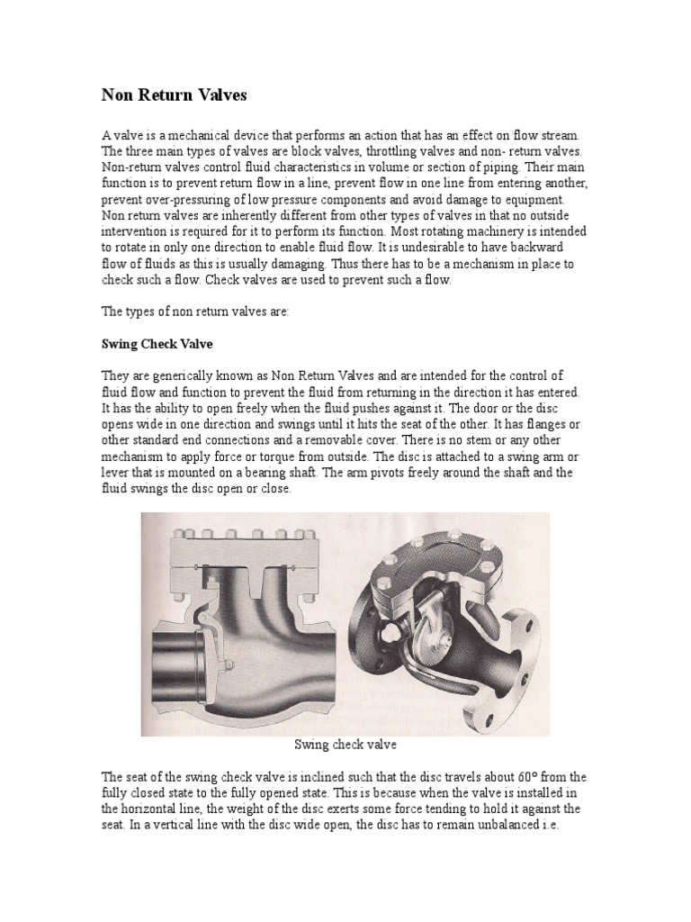 Non Return Valves | PDF | Valve | Machines