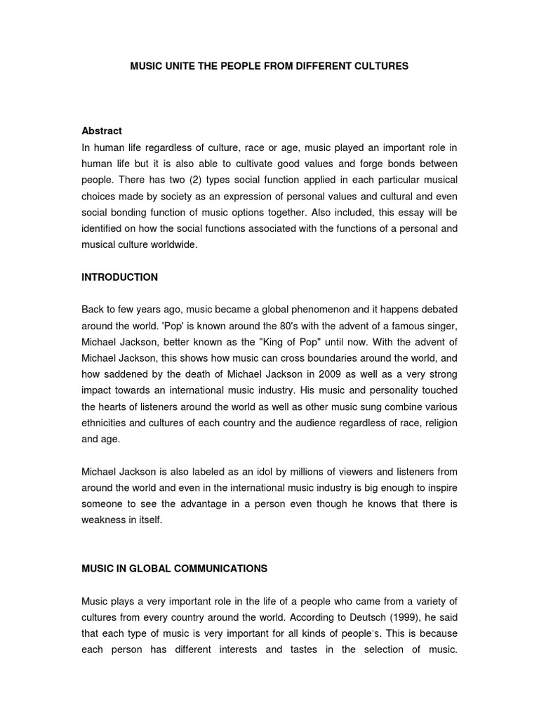 Music's Role in Cultural Unity | PDF | Michael Tomasello | Psychology