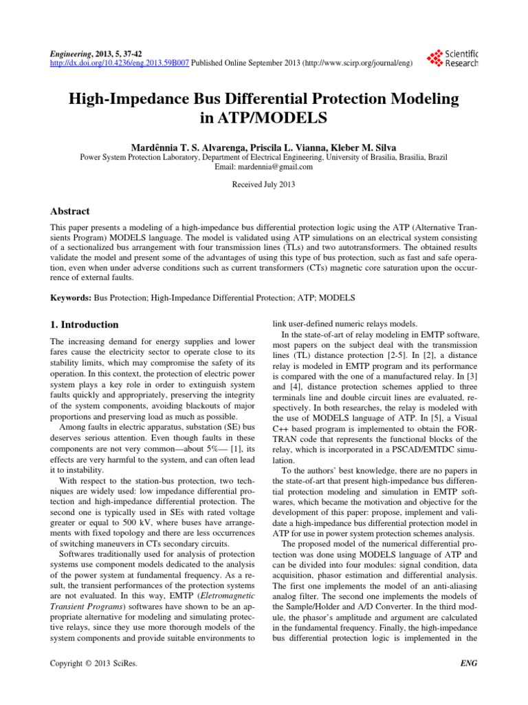 High-Impedance Bus Differential Protection Modeling | PDF | Analog To ...