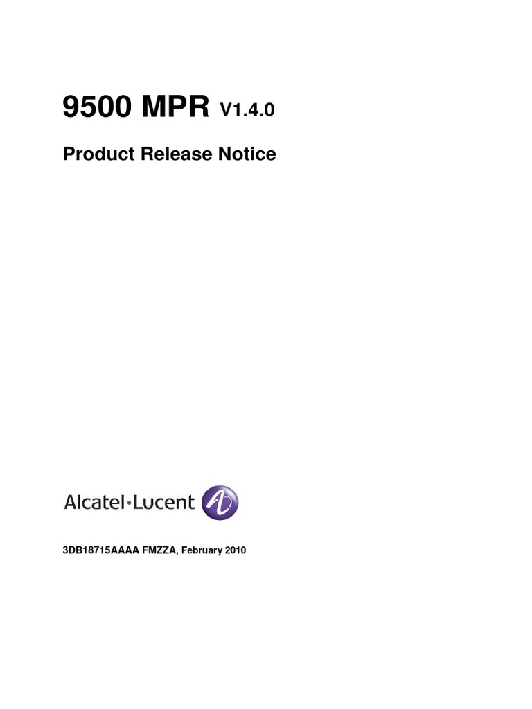 9500 MPR Rel 1 4 Product Release Note | PDF | Asynchronous Transfer ...