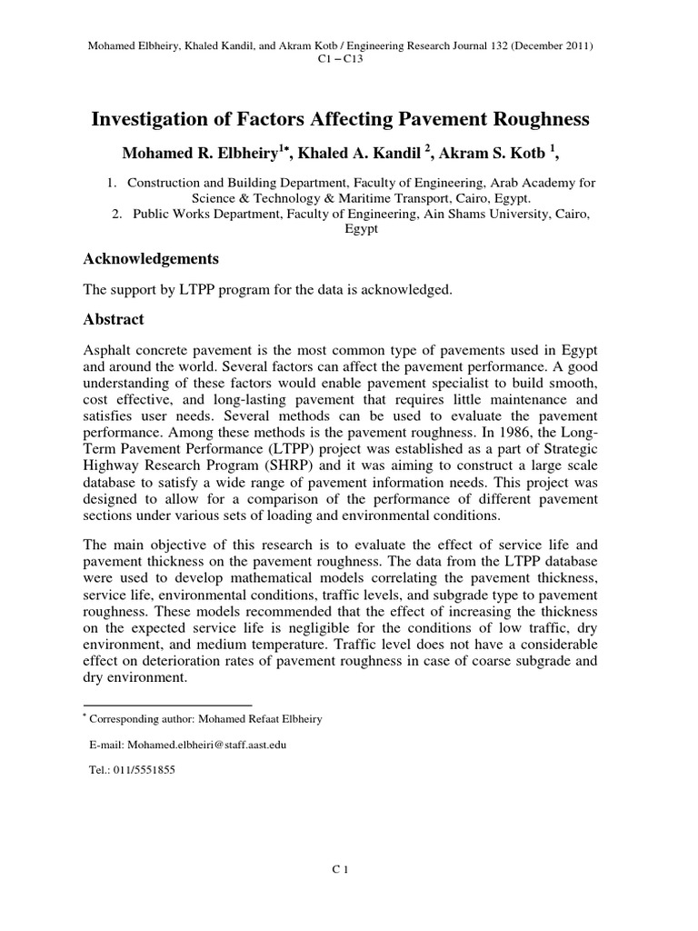 Investigating Factors That Impact Pavement Roughness Through Analysis ...