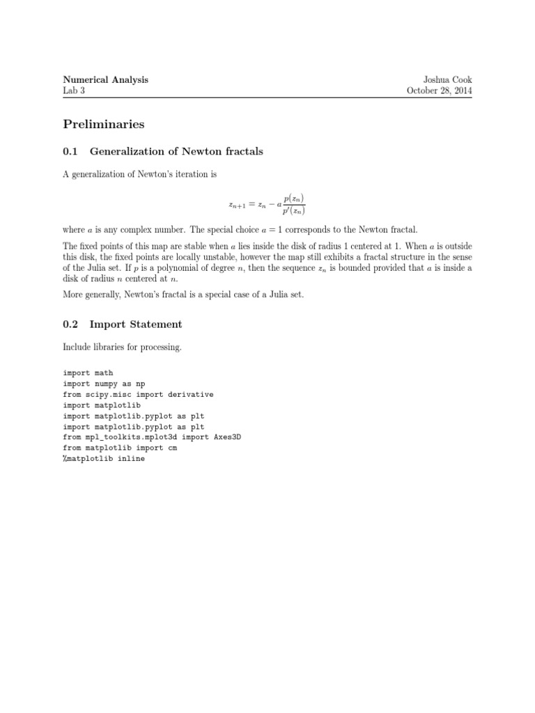 Newton's Fractals in Python | PDF | Zero Of A Function | Analysis