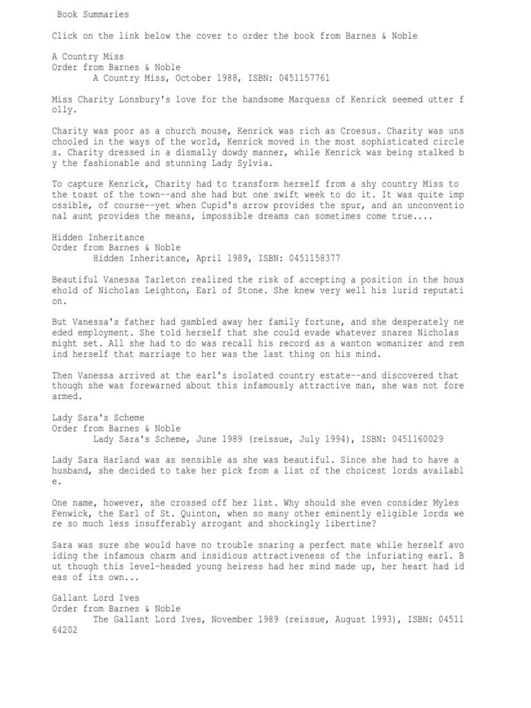 Emily Hendrickson - Book List | PDF