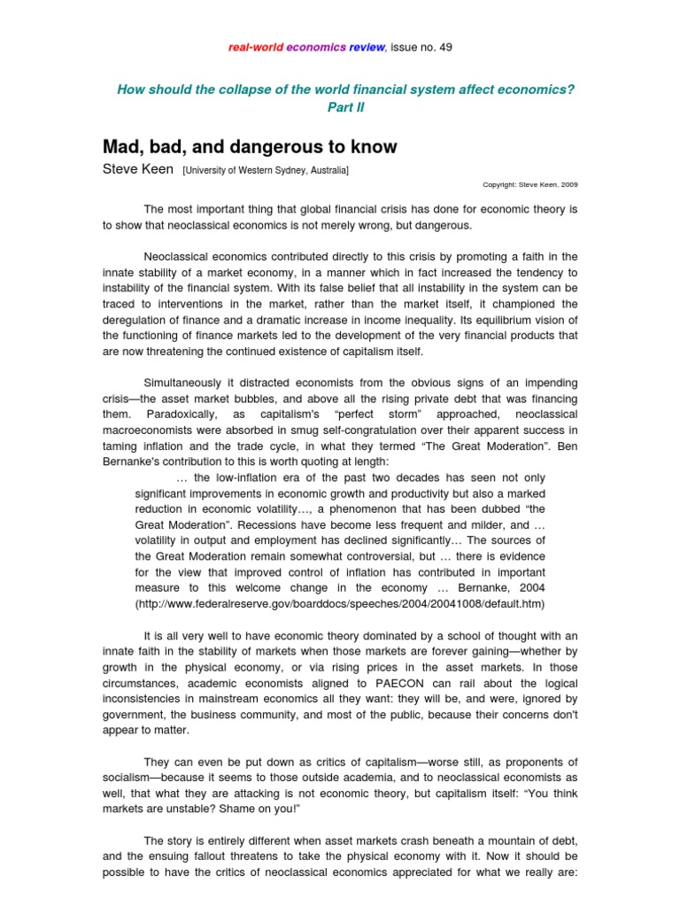 Neoclassical Economics - Dangerous To Know | PDF | Neoclassical ...