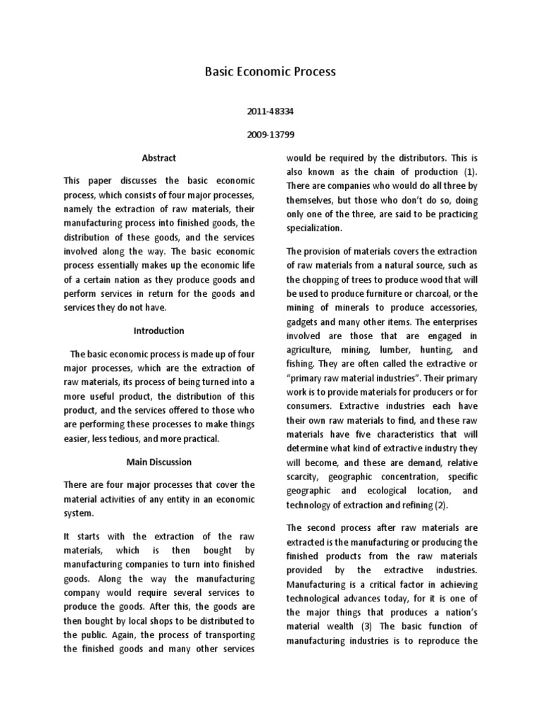 Basic Economic Process | PDF | Distribution (Business) | Final Good