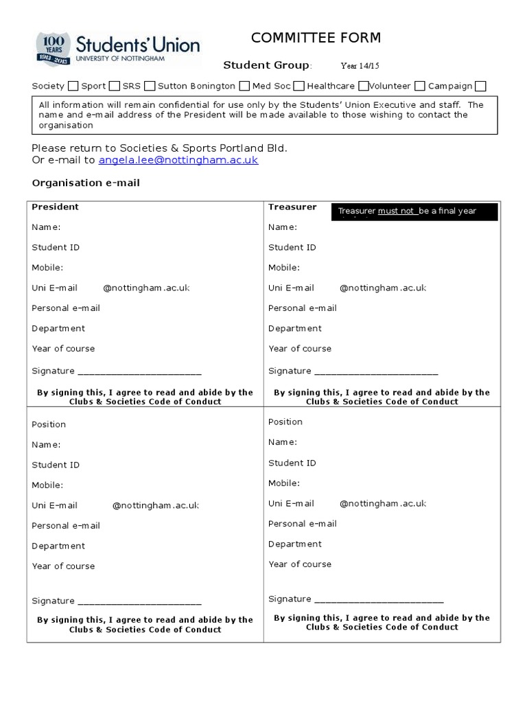 Committee Form New 14.15 | PDF | Business | Computing And Information ...