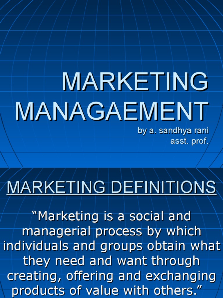 Marketing Management Unit 1 | PDF | Sales | Marketing