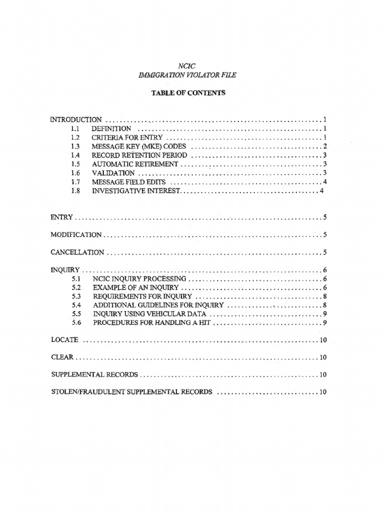 Immigration Violator File (IVF) of the National Crime Information ...