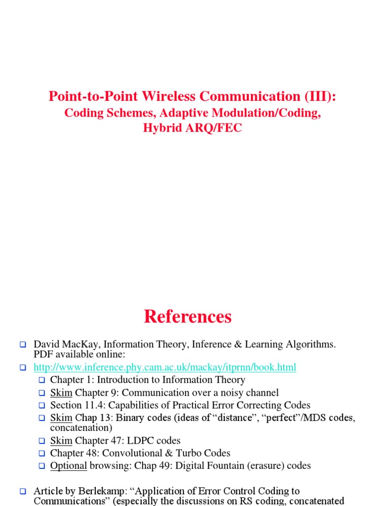 Point To Point Wireless Communication Iii Coding Schemes Adaptive Modulation Coding