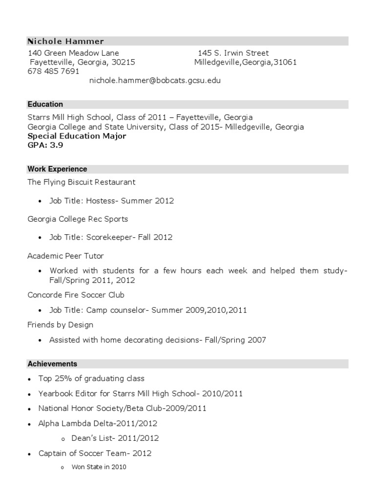 Nichole Hammer's Resume Overview | PDF
