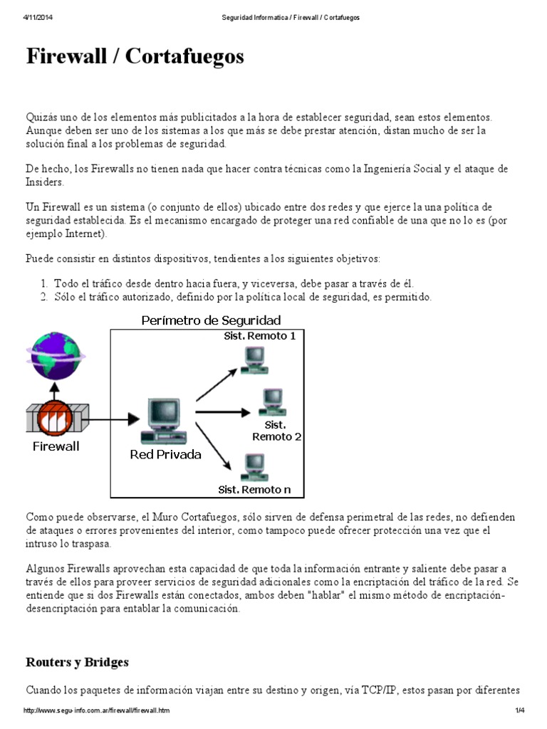 Seguridad Informatica - Firewall - Cortafuegos | PDF | Cortafuegos ...