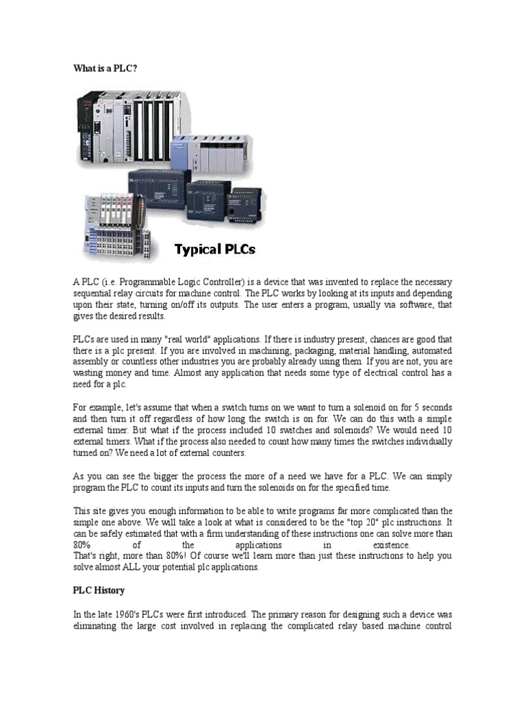 What Is A PLC | PDF | Programmable Logic Controller | Relay