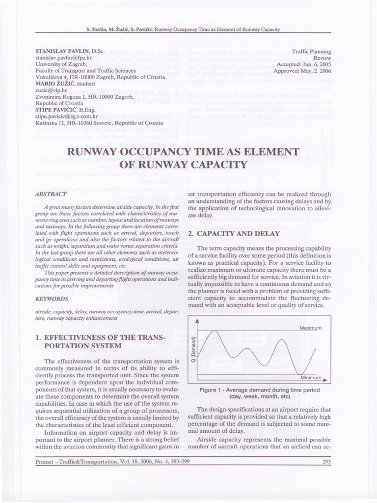 Runway Occupancy Time As Element of Runway Capacity | PDF | Airport | Runway