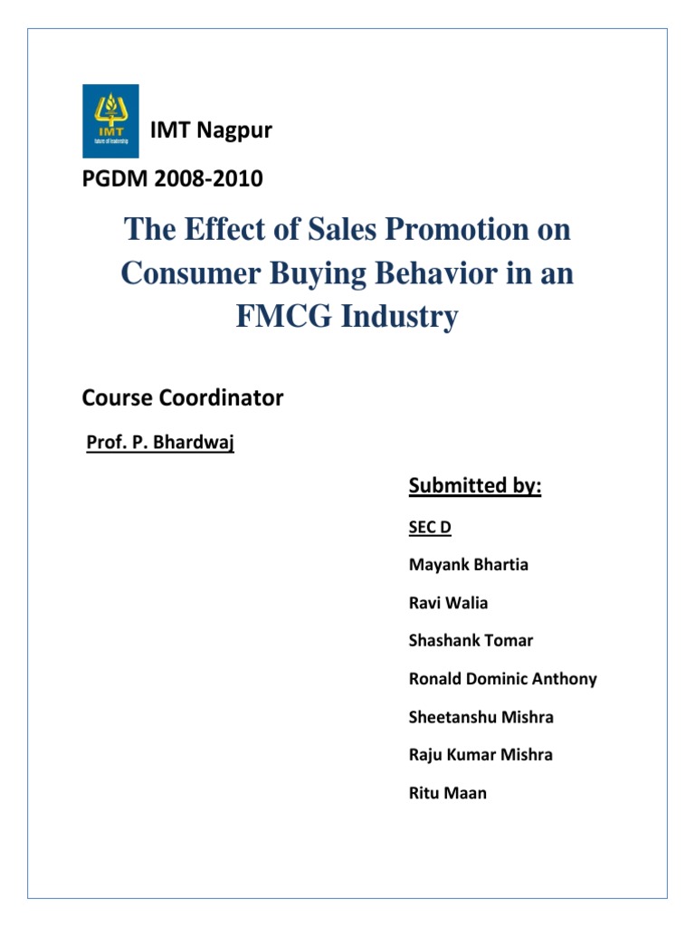 The Effect of Sales Promotion On Consumer Buying Behavior in An FMCG ...