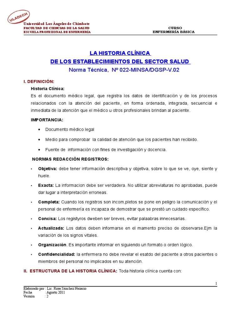 historia clinica | Historial médico | Enfermería | Prueba gratuita de ...